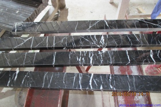 China Nero Marquina Marble stair step stone stair Nero Marquina marble stairs black marble risers