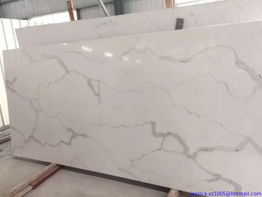 Wholesale Grey Veins White Calacata Quartz Stone for Kitchen Countertop