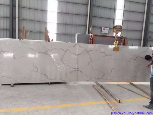 Wholesale Grey Veins White Calacata Quartz Stone for Kitchen Countertop