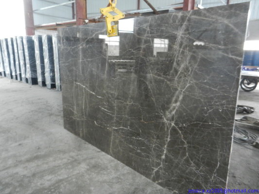Natural Stone Chinese Saint Laurent Brown Marble, Gold Inlaid With Jade Portor Gold Marble Slab