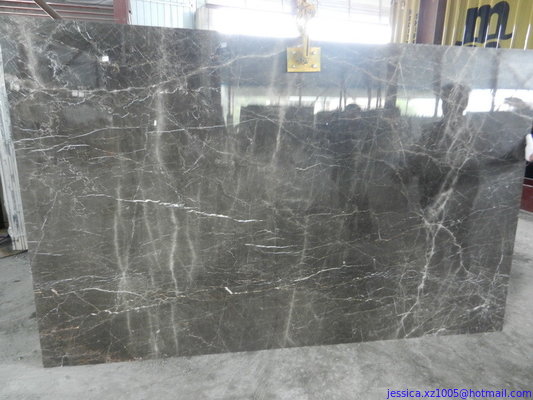 Natural Stone Chinese Saint Laurent Brown Marble, Gold Inlaid With Jade Portor Gold Marble Slab