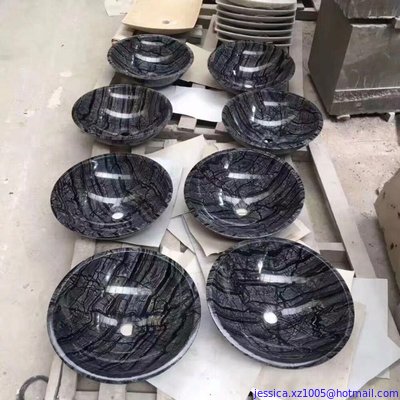 Cheap Good Quality  Black Wood Vein Marble Wash Basin Natural Stone wash basin