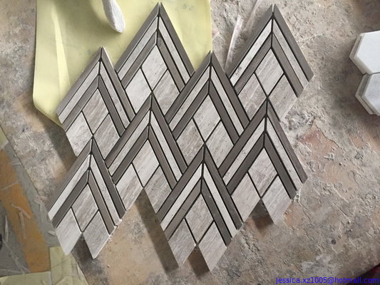 Chinese Wood Light Grain And Athens Gray Marble Grey Floor Mosaic Tile Athens grey marble mosaic tiles for wall
