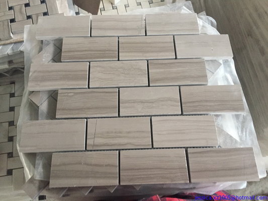 Chinese Wood Light Grain And Athens Gray Marble Grey Floor Mosaic Tile Athens grey marble mosaic tiles for wall