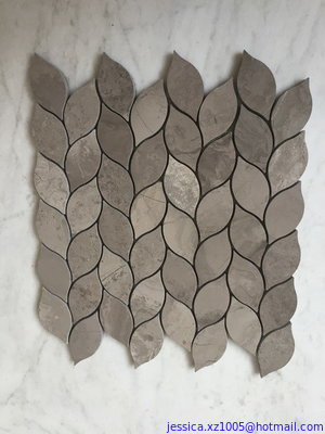 Chinese Wood Light Grain And Athens Gray Marble Grey Floor Mosaic Tile Athens grey marble mosaic tiles for wall