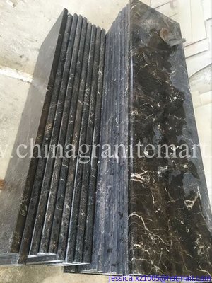 China Dark Emperador  Marble stair step stone stair Dark Brown marble stairs Brown marble risers