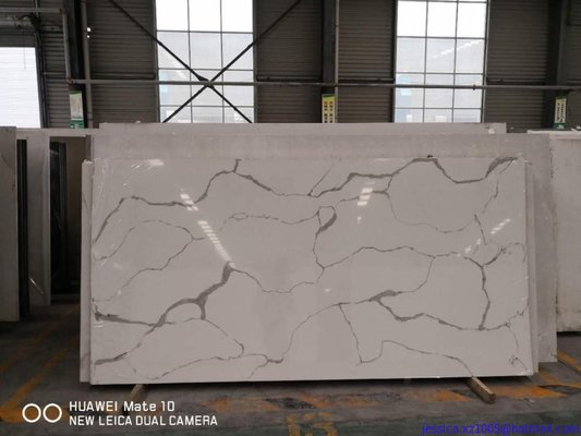 Wholesale Grey Veins White Calacata Quartz， white quartz slabs Stone for Kitchen Countertop