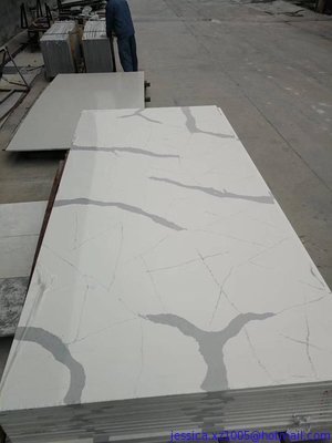 Wholesale Grey Veins White Calacata Quartz， white quartz slabs Stone for Kitchen Countertop