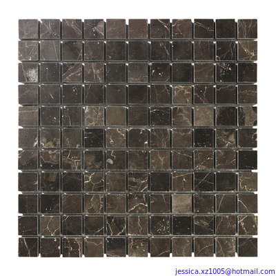 1X1 inches Squre Design Chinese Dark Emperador marble stone mosaic for wall tile and flooring tile
