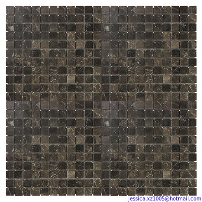 1X1 inches Squre Design Chinese Dark Emperador marble stone mosaic for wall tile and flooring tile