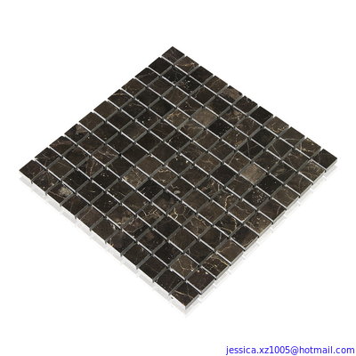 1X1 inches Squre Design Chinese Dark Emperador marble stone mosaic for wall tile and flooring tile