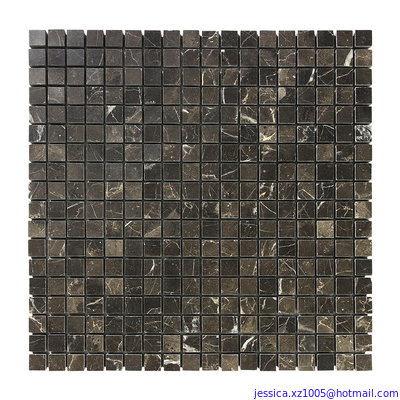 1.5X1.5 inches Squre Design Chinese Dark Emperador marble stone mosaic for wall tile and flooring tile