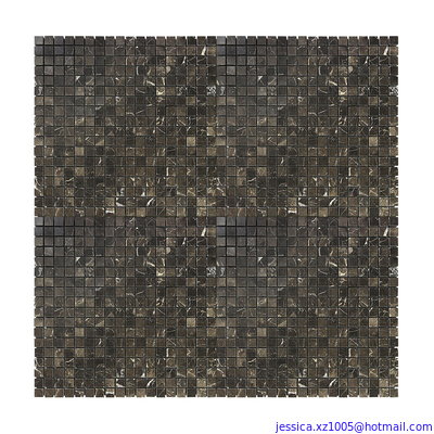 1.5X1.5 inches Squre Design Chinese Dark Emperador marble stone mosaic for wall tile and flooring tile