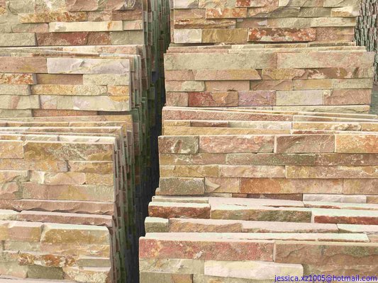 Stacked Panel,  Yellow Slate Wall quartzite (slate) Stacked stone,Ledgstone Tiles On Ptomotion
