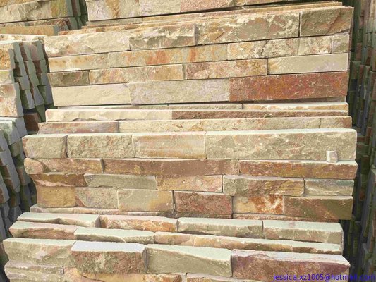 Stacked Panel,  Yellow Slate Wall quartzite (slate) Stacked stone,Ledgstone Tiles On Ptomotion