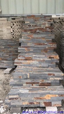 Rusty Slate Stacked Stone Wall Tiles,Natural Slate Wall Slab cladding stone/culture stone tiles On Promotion