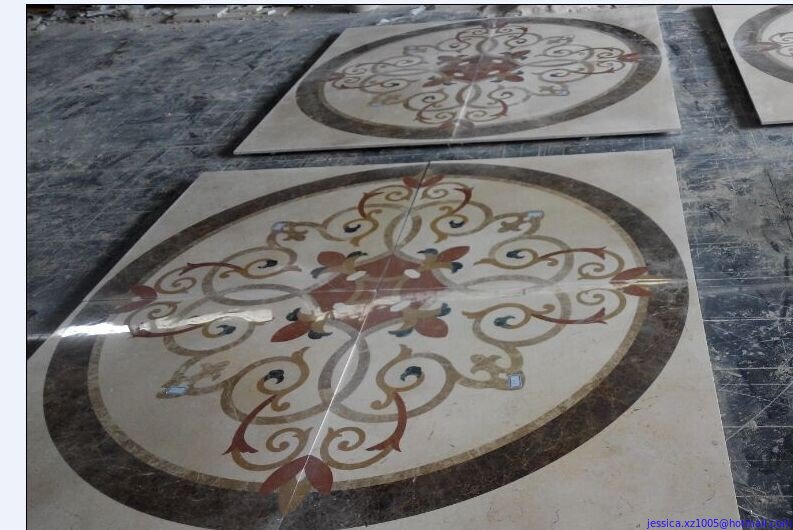 Marble Medallion water jet pattern Design Modern Flower Pattern Marble Water Jet Designs For Indoor Floor Decor
