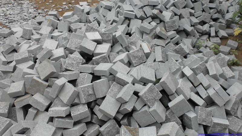 Natural Dark Grey Granite cubes Floor paver Grey Granite Paver For DriveWay