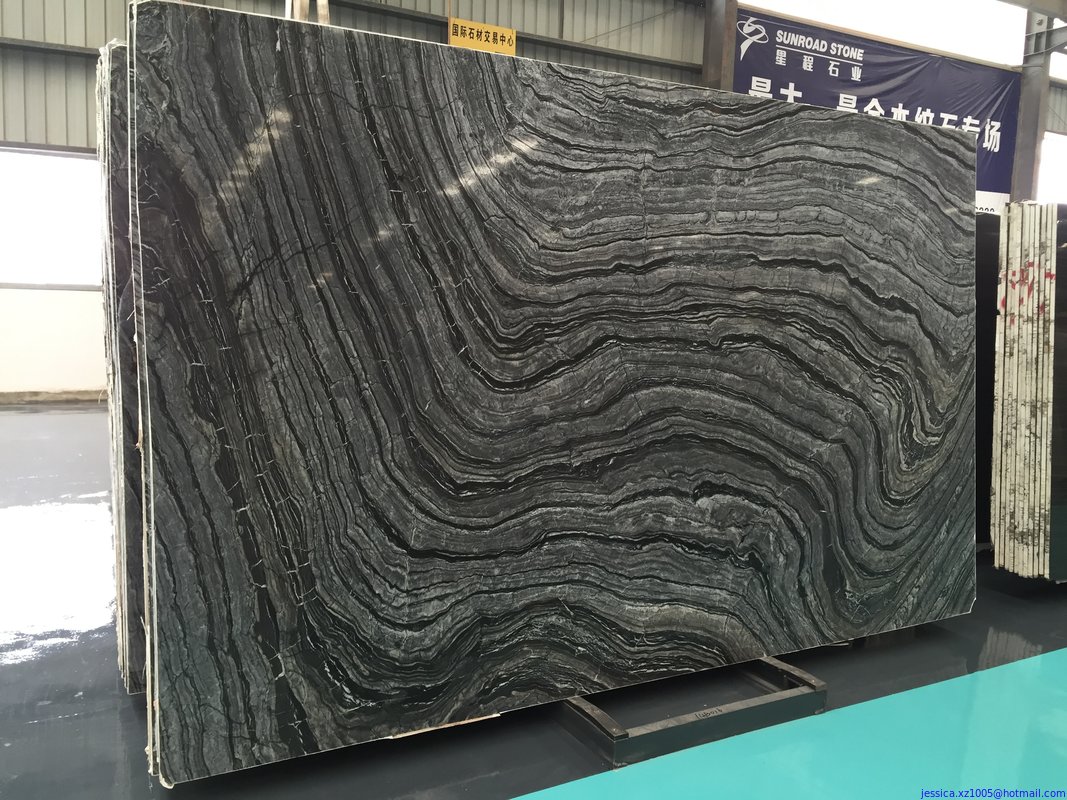 China Quarry Direct Wholesale Best Price High Quality Polished Black Wood marble Slab Tiles