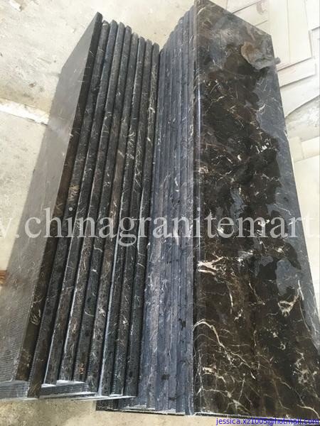 China Dark Emperador  Marble stair step stone stair Dark Brown marble stairs Brown marble risers