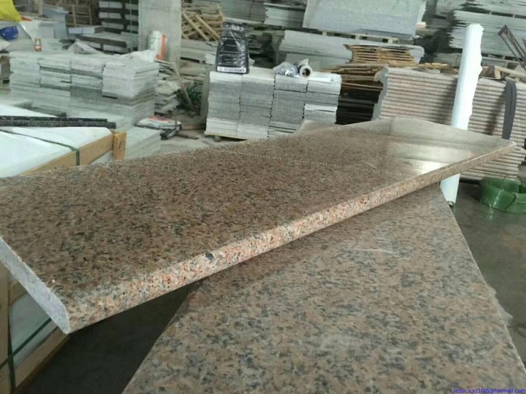 New Rosa Tea Granite slab stair tile Light Grey/Pink  tile polished flamed stairs