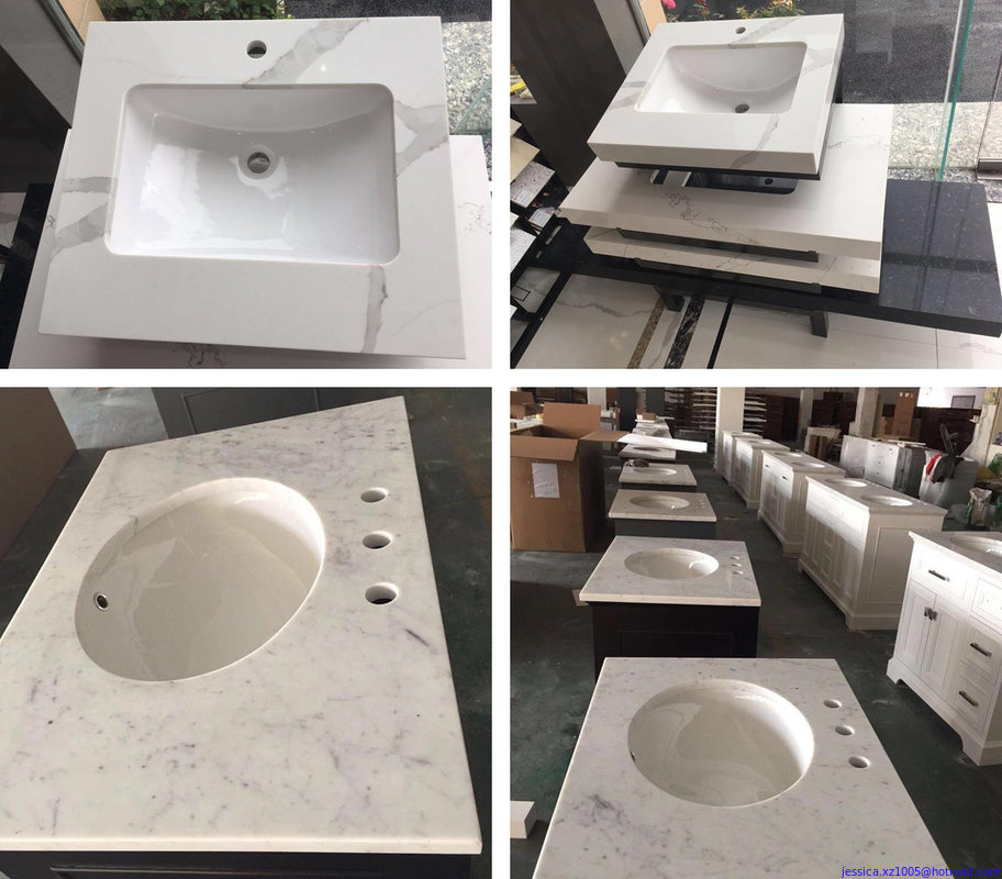 Quartz in carrara white color bathroom vanity counter top white quartz kitchen top quartz with cheap price