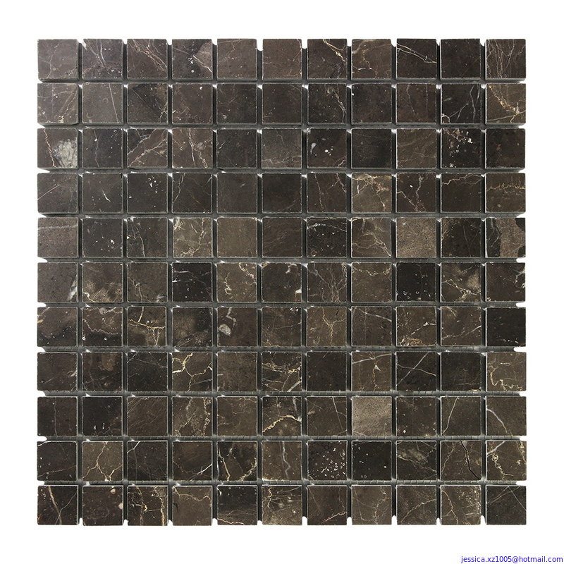 1X1 inches Squre Design Chinese Dark Emperador marble stone mosaic for wall tile and flooring tile