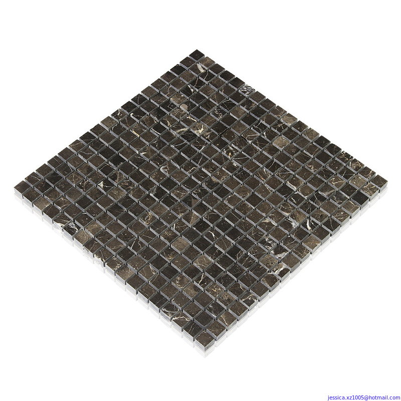 1.5X1.5 inches Squre Design Chinese Dark Emperador marble stone mosaic for wall tile and flooring tile
