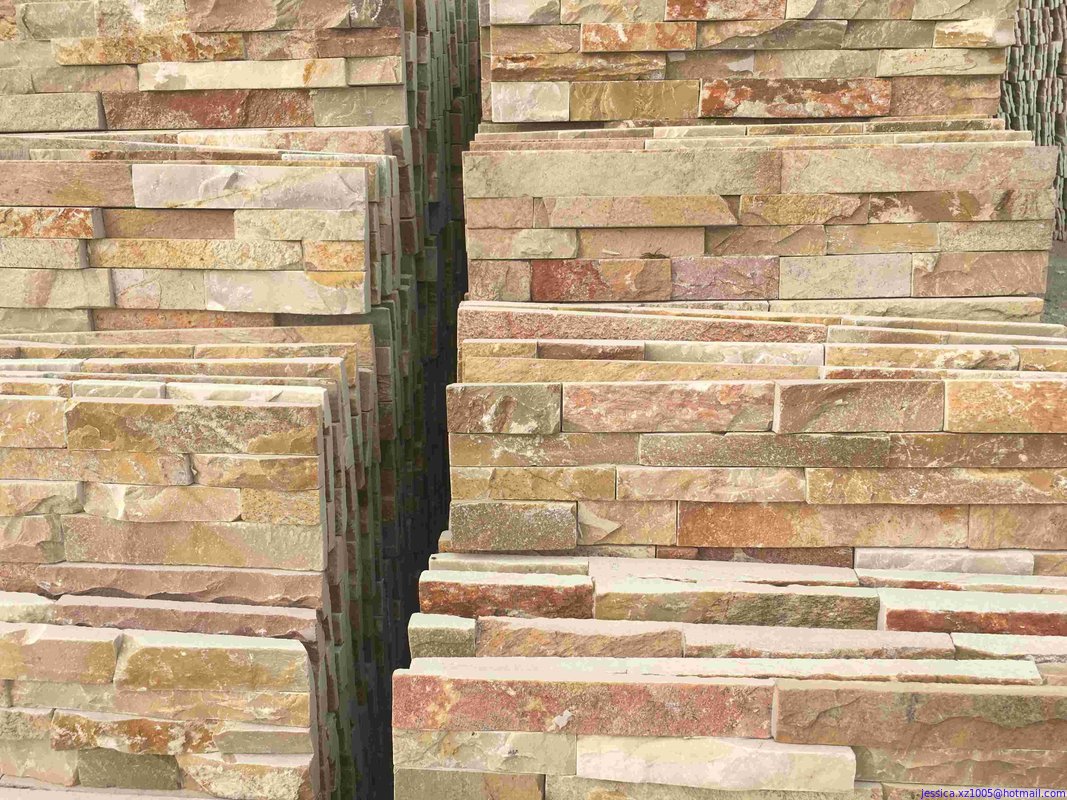 Stacked Panel,  Yellow Slate Wall quartzite (slate) Stacked stone,Ledgstone Tiles On Ptomotion
