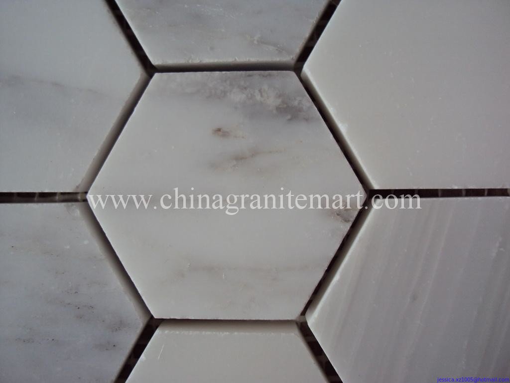 2018 USA Hot Sale Oriental White Marble Hexagon Mosaic Tiles Backsplash for kitchen