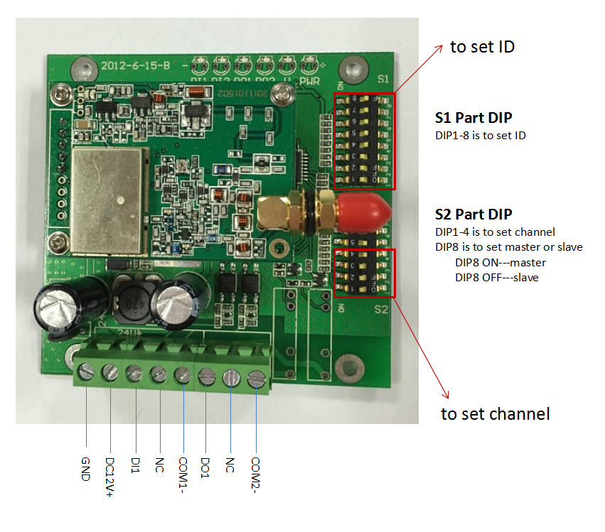 433MHz pump controller, 2km on-off controller,  1W digital I/O low level pump on, high level pump off