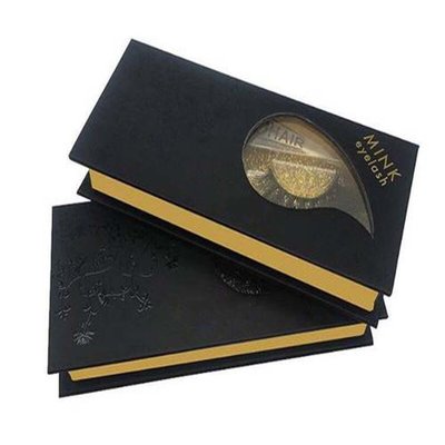 pvc window eyelash pack box  mink eyelash gift box with foil stamping logo custom false eyelash box