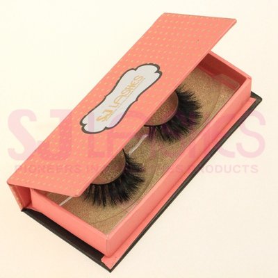 custom orange red rectangle rigid cosmetic  eyelash gift  paper box with magnet closure