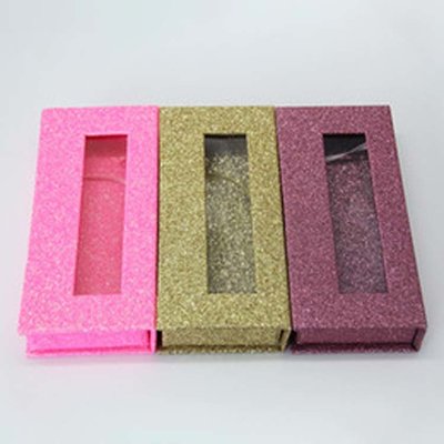 custom glitter paper eyelash window box High quality glitter paper lash gift box