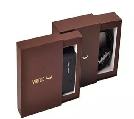 luxury black two pieces wallet packaging box Custom lid and base rigid wallet gift box