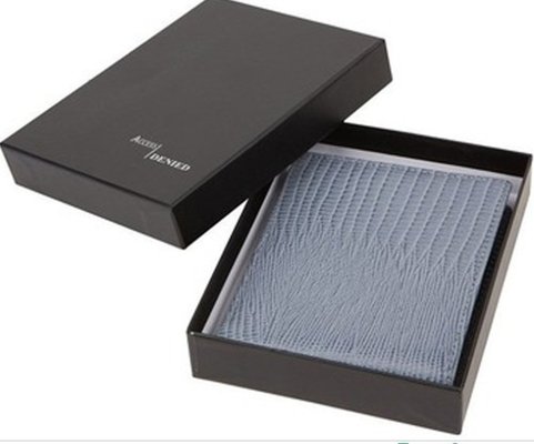 luxury black two pieces wallet packaging box Custom lid and base rigid wallet gift box
