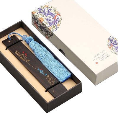 custom red bookmark gift box with silk cloth hinged rigid bookmark box with window