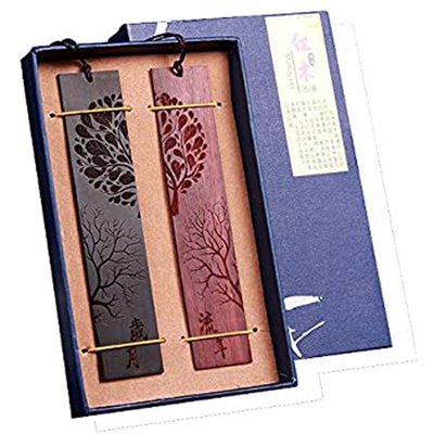 luxury special paper texture  bookmark gift box with EVA foam tray faux leather bookmark box