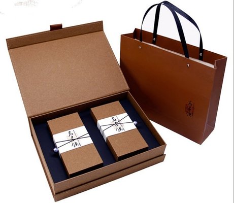 luxurious lid and base tea and wine packaging box with shoulder  high end velvet tray tea box