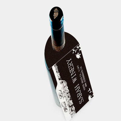 custom red wine bottle hangtag luxury wine packaging tag  folding paper tag