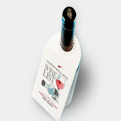 custom red wine bottle hangtag luxury wine packaging tag  folding paper tag