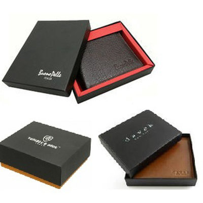 custom two wallet packaging hinged rigid gift box lurious purse paper box