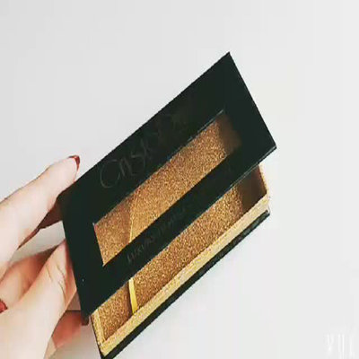 custom window three-D glitter eyelash box book shape eyelash gift box hinged eyelash packaging box