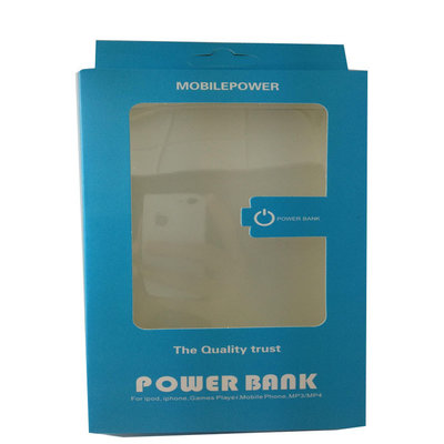 custom mobile power flat color paper box  luxury power bank box with PVC transparent window