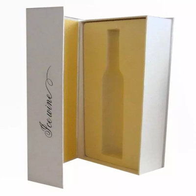 custom white single bottle red wine box with flocking tray hinged book shape packaging wine box