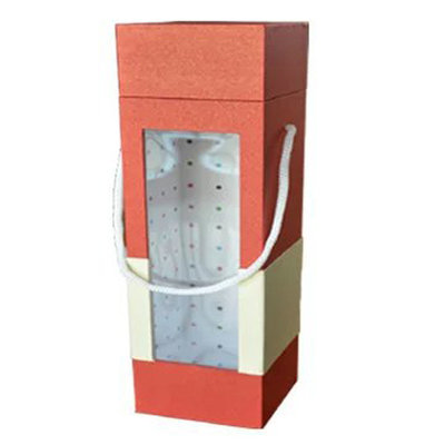custom  red wine packaging box with window luxury wine box with handle