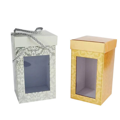 custom  red wine packaging box with window luxury wine box with handle