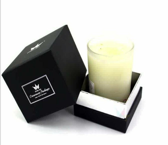 custom rigid two pieces candle box with shoulder and neck Luxury lid and base candle packaging box