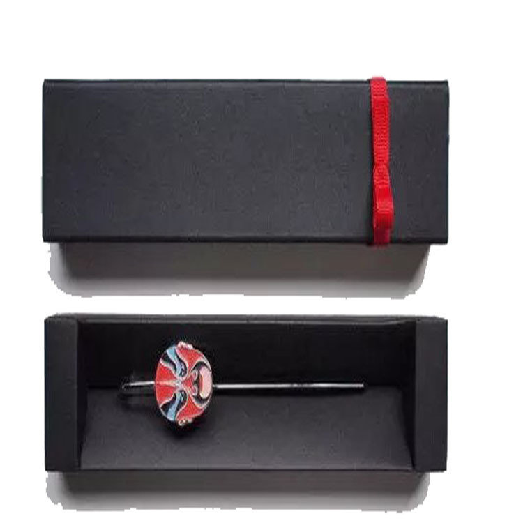 bespoke black bookmark gift box  flat color paper bookmark box  set up rigid bookmark box