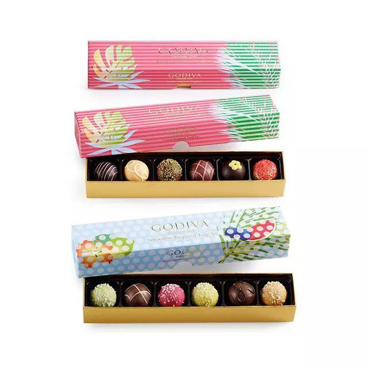 custom six pieces chocolate candy packaging box  confection packaging gift box with foil stamping